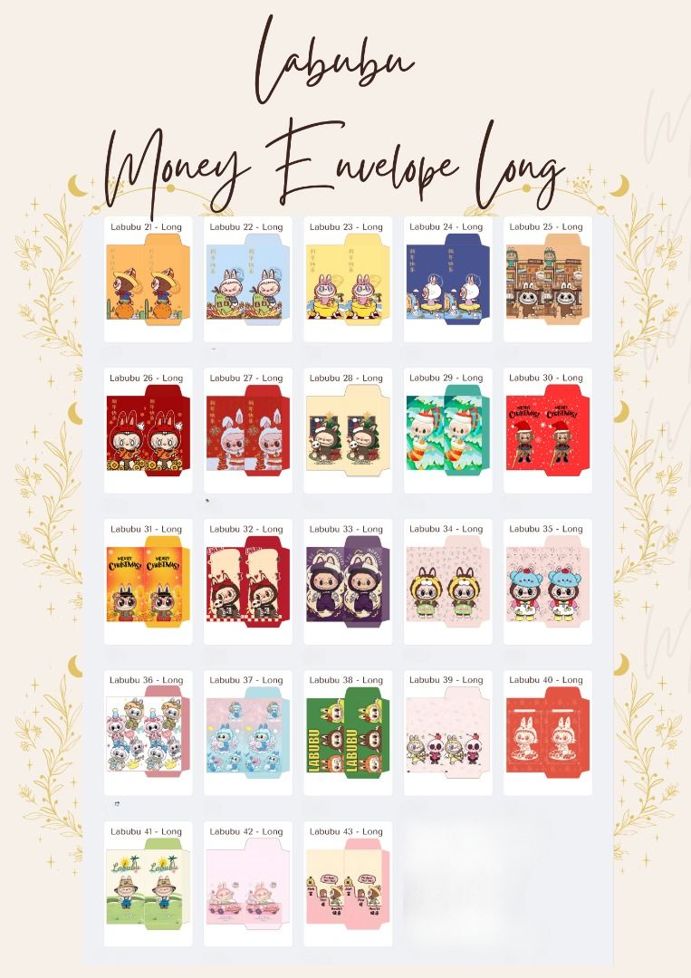 Labubu Money Envelope Long - Ang Pao - AngPao - Ampao - Christmas ...
