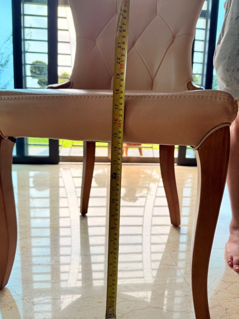 Modern dining chair in leather and solid wood kerusi makan kulit asli ...