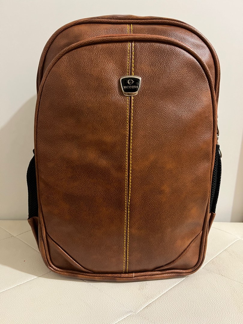 Modish Brown Leather Laptop Backpack, Men's Fashion, Bags, Backpacks on ...
