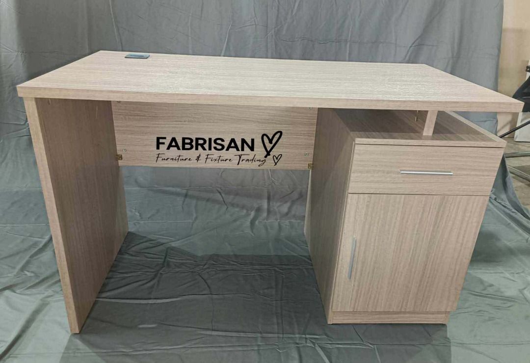 OFFICE TABLE Hazel Brown MDF Wood top with MDF Wood Modesty and Side ...