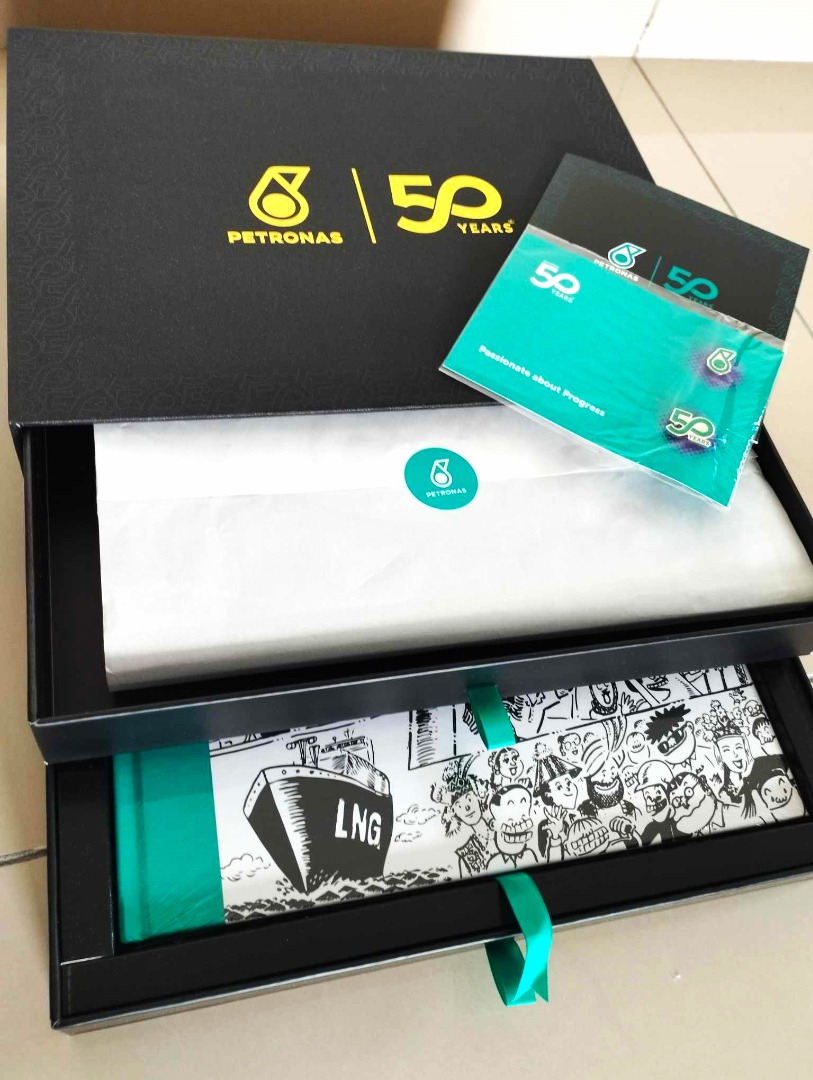 Petronas 50 Years Commemorative Gift Box Set (Book, Fabric Cloth, and ...