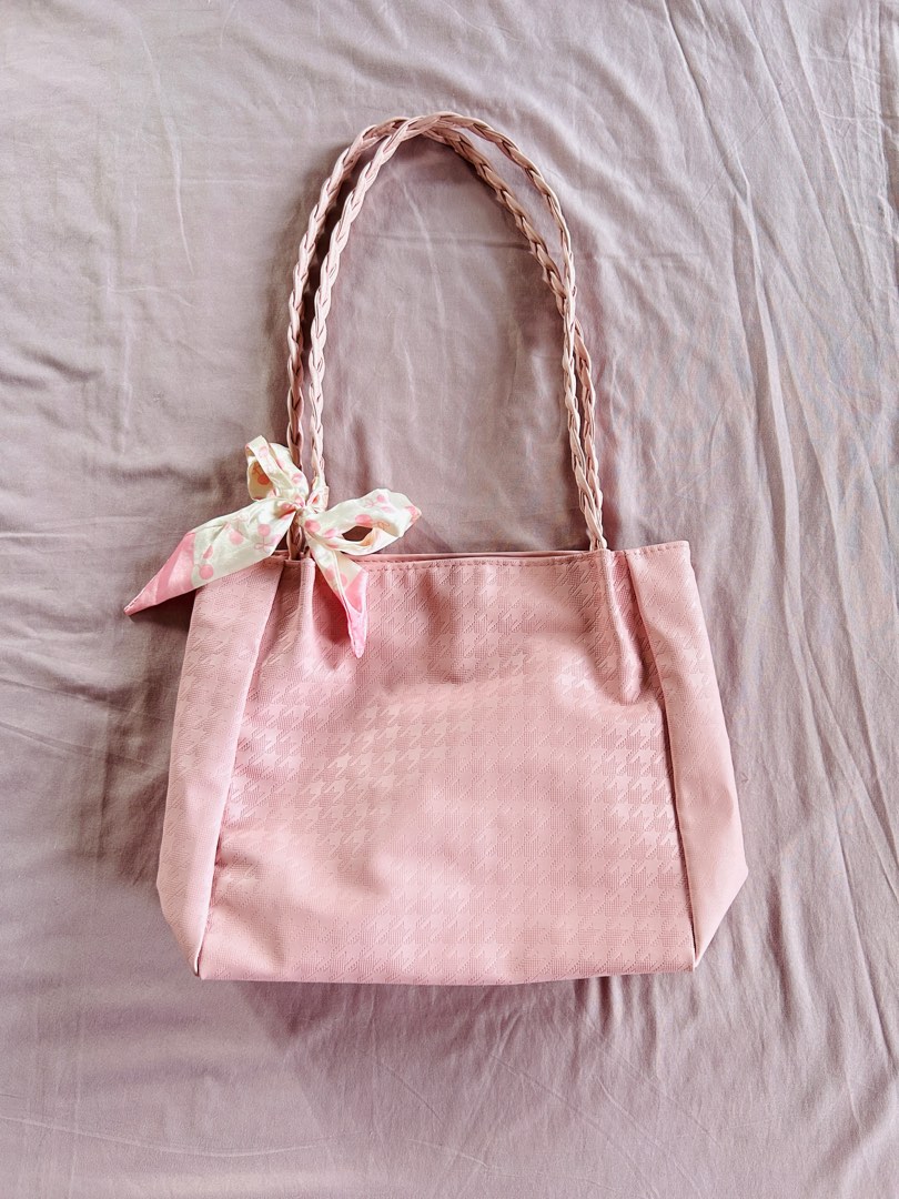 Pink Coquette Ribbon Tote Bag, Women's Fashion, Bags & Wallets, Tote ...