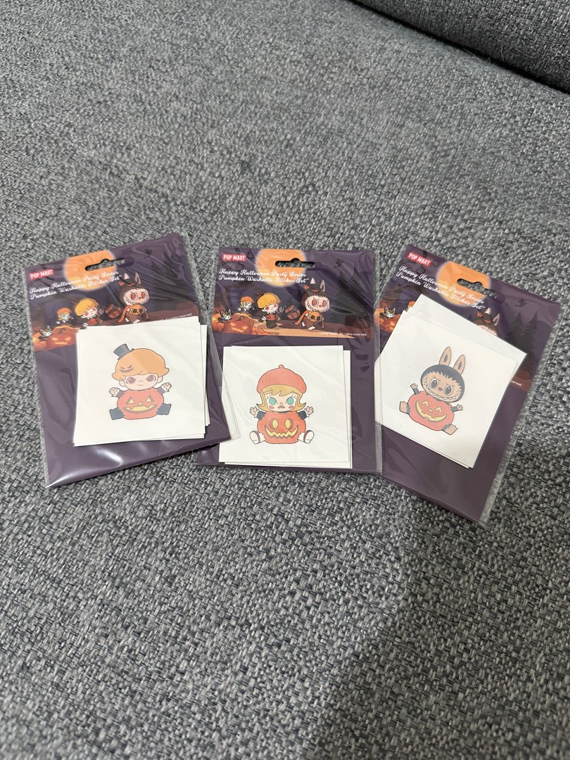 Pop mart Halloween series washable sticker set labubu molly dimoo ...