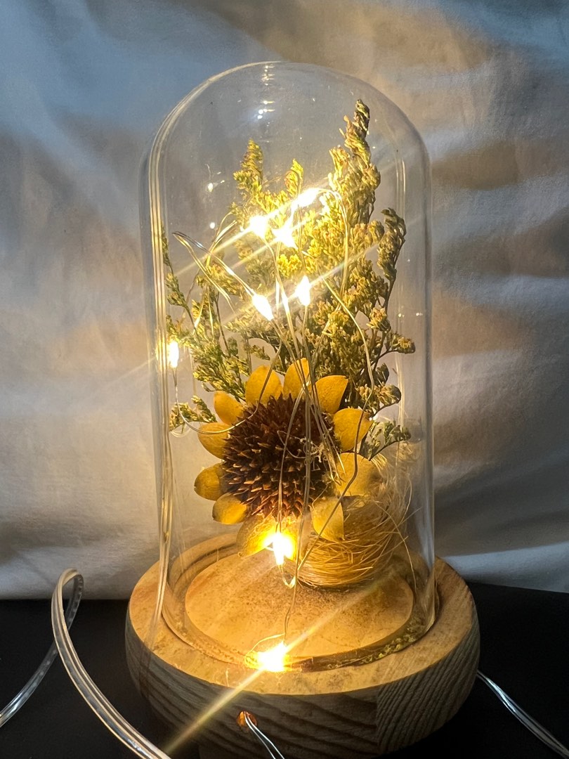 Sunflower Glass Dome Lamp, Furniture & Home Living, Home Decor, Other ...