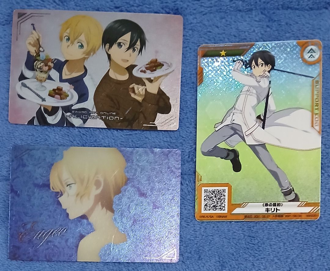 Sword Art Online Cards Kirito and Eugeo Wafer Cards 3-Set, Hobbies ...