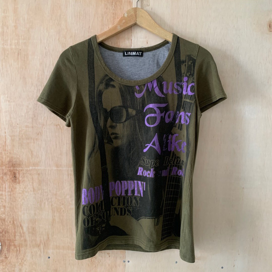 Y2K Top Tee Quotes Poem Music Girls, Fesyen Wanita, Pakaian Wanita ...
