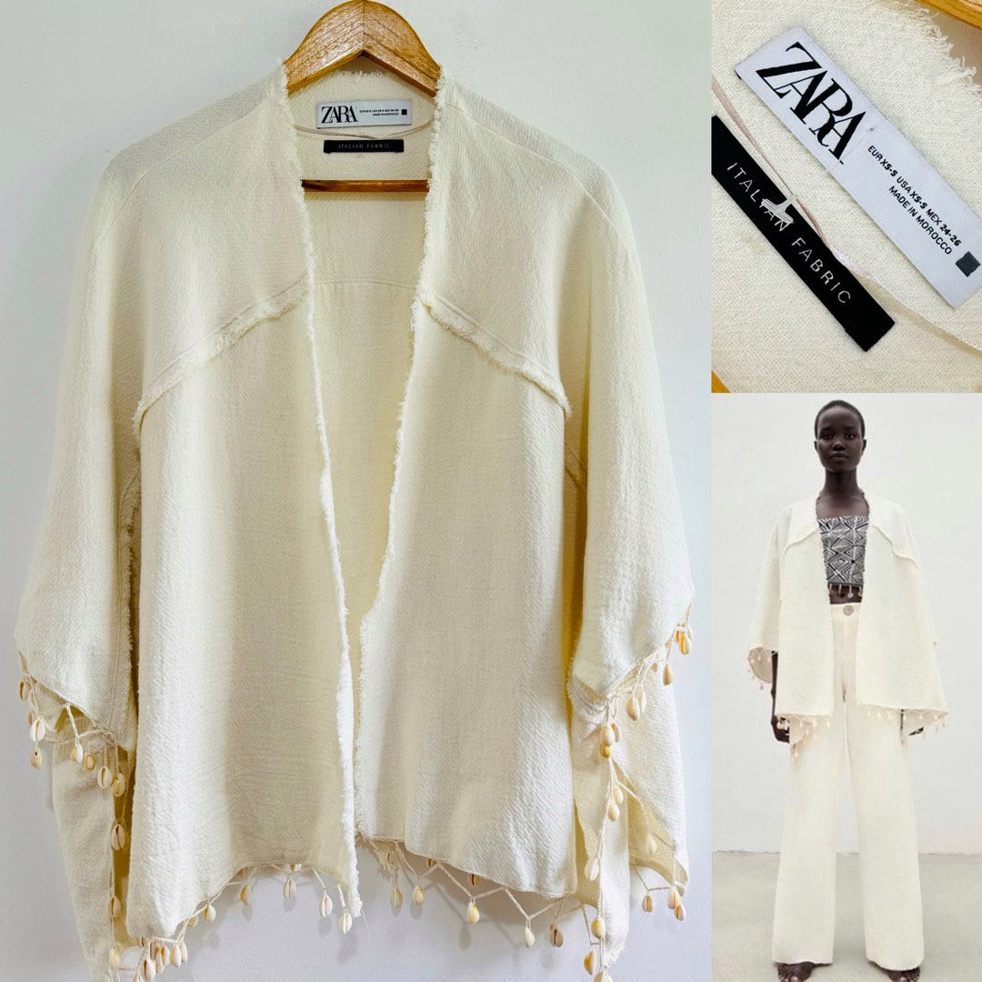 Zara Italian Fabric Shell Poncho, Women's Fashion, Activewear on Carousell