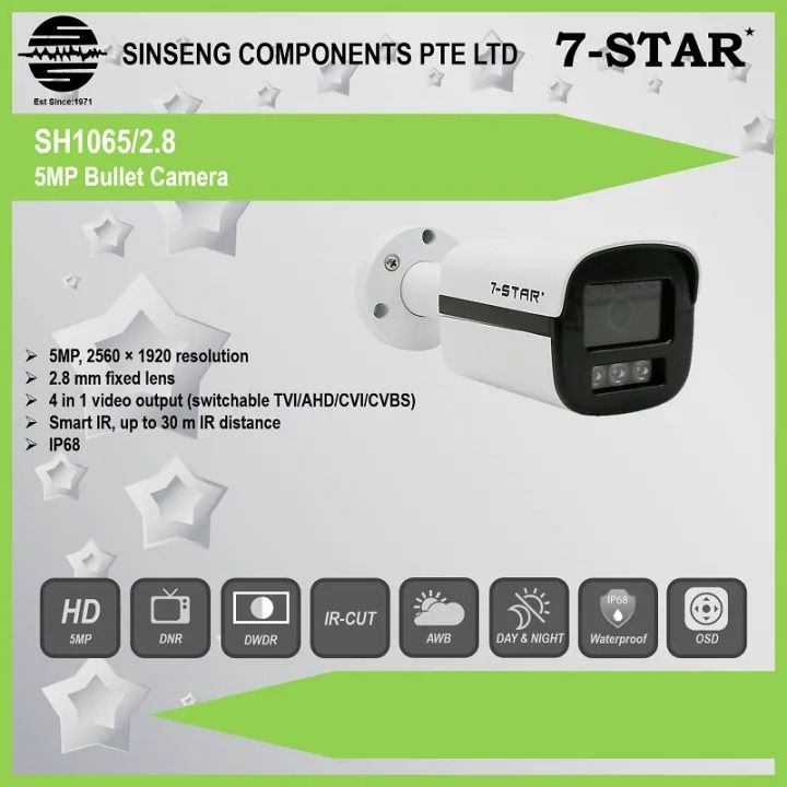 7-STAR* 4K 5MP HD Analog Ultra Wide Angle 2.8mm Weatherproof IP68 ...