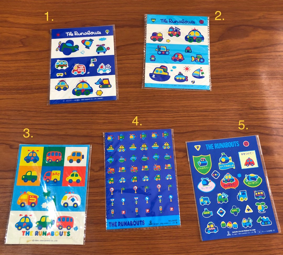 絕版 正品 超罕有 Sanrio The Runabouts 車車 各款貼紙 *1980/90 年代出品 *留意內文, 興趣及遊戲, 收藏品及 ...