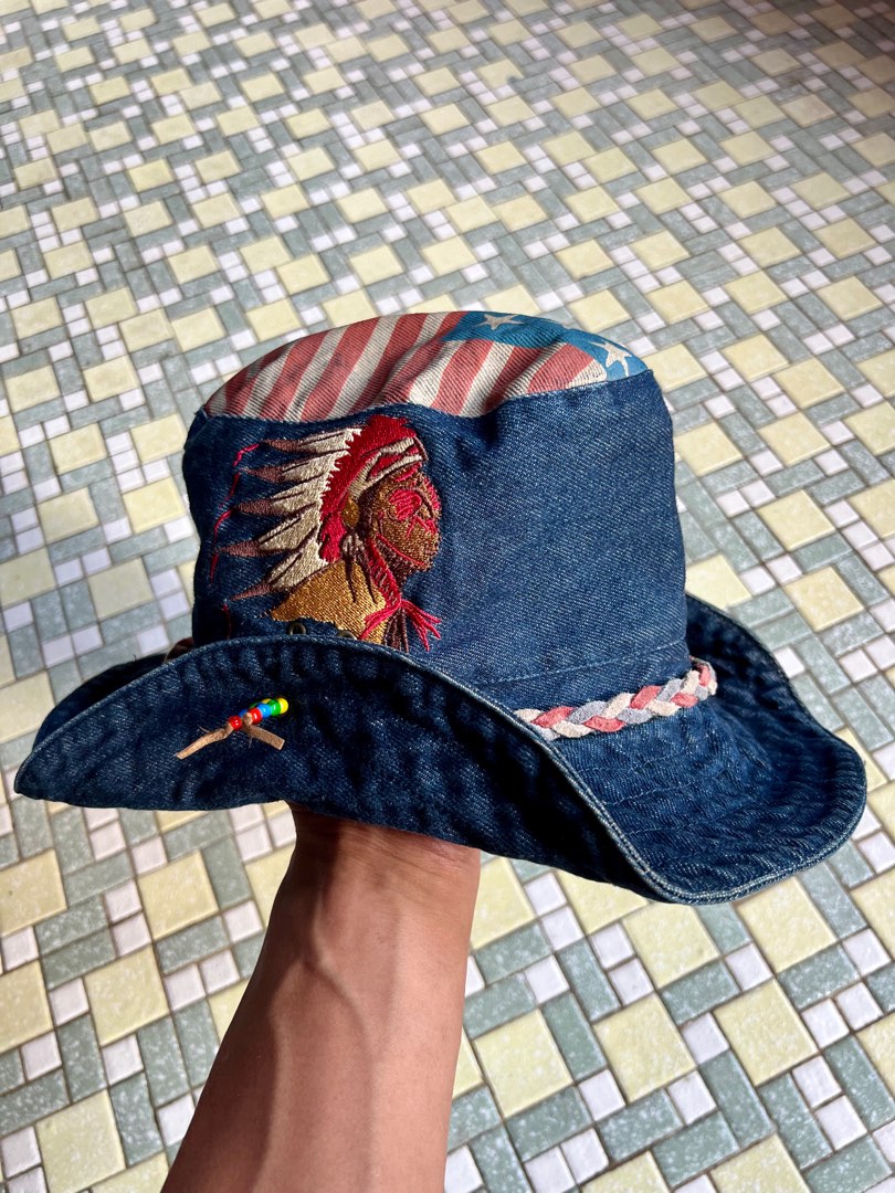 APACHE DENIM BUCKET HAT, Men's Fashion, Watches & Accessories, Cap & Hats on Carousell