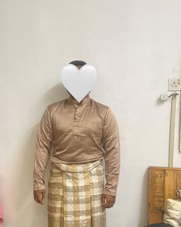 SET BAJU MELAYU SULAM( KUNING DIRAJA), Men's Fashion, Muslim Wear, Baju ...
