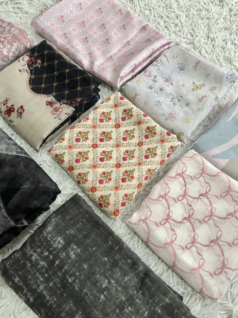 Bawal & shawl printed- mostly branded (tudung ruffle, deara hijab ...