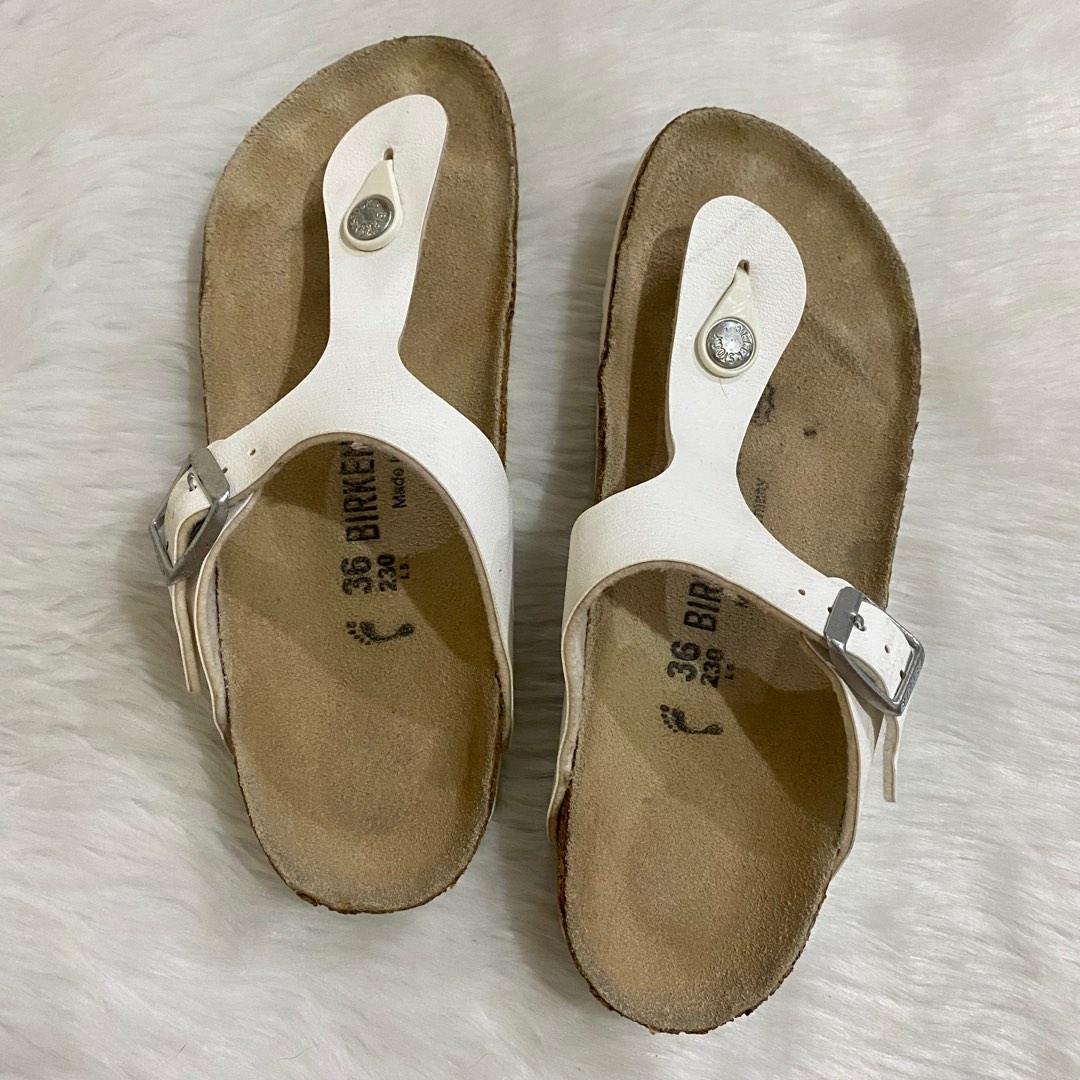 Birkenstock Gizeh White, Women's Fashion, Footwear, Slippers and slides ...