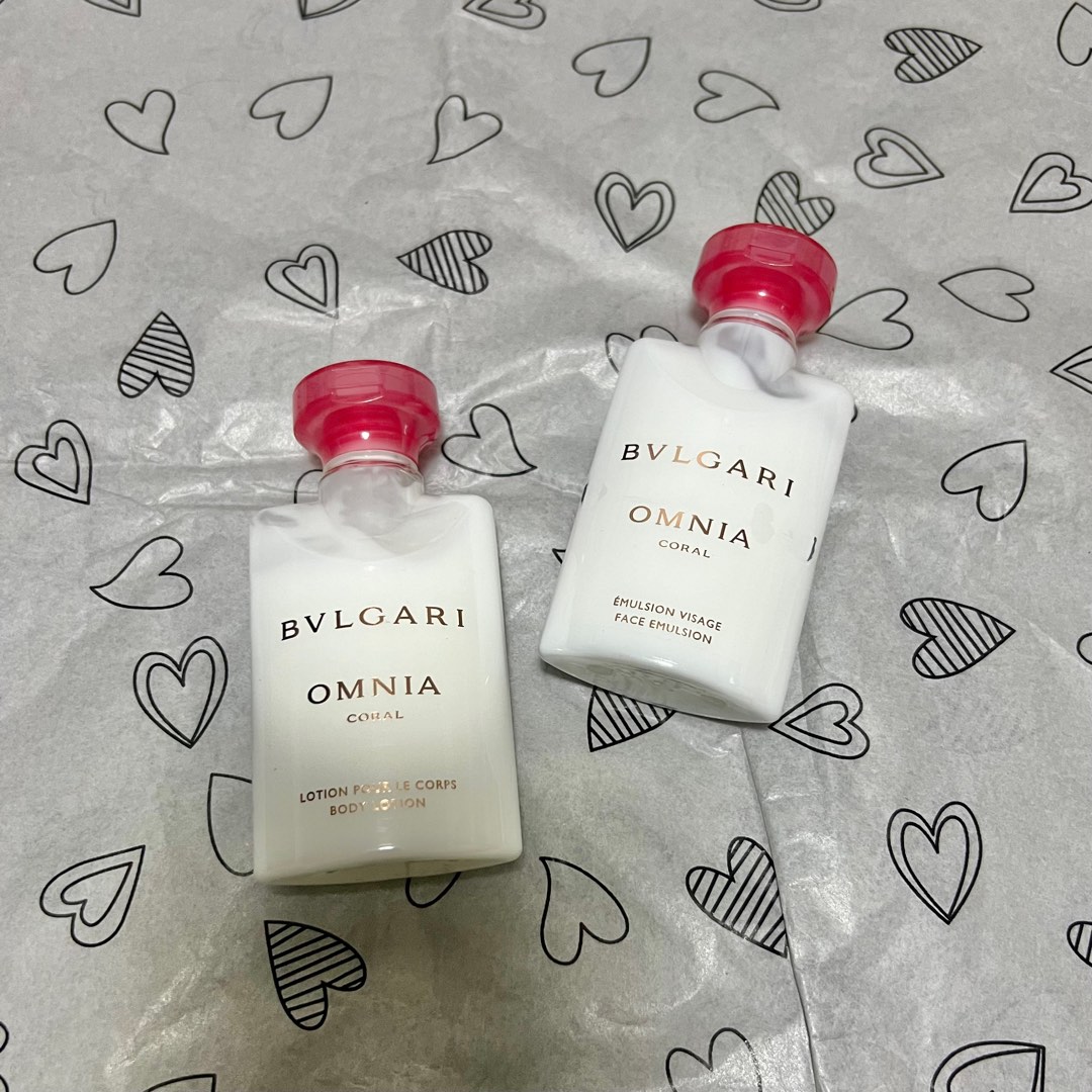 BUNDLE Bvlgari Omnia Coral Amenity Kit (Face Emulsion, Body Lotion ...