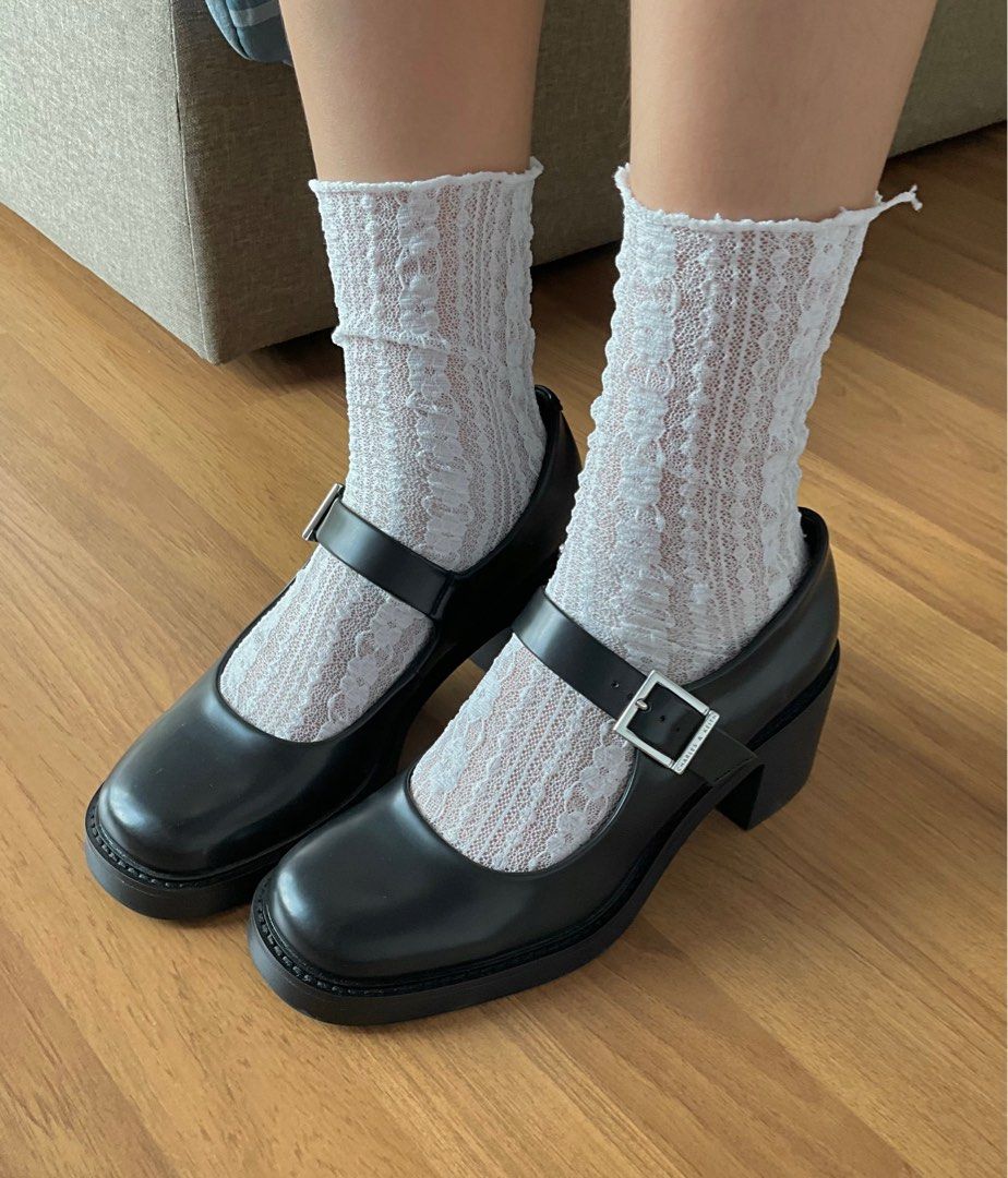 Authentic Charles & Keith Hester Mary Jane Black Heel Pumps (include ...