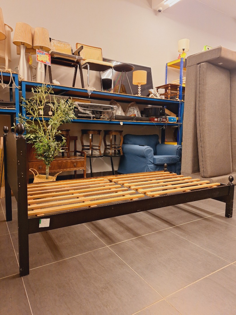 Classic Black Wooden Single Sized Bedframe | Rangka Katil Kayu Hitam ...