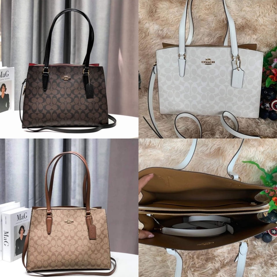 Coach C4075 Tatum Carryall Bag in Signature Coated Canvas & Smooth ...