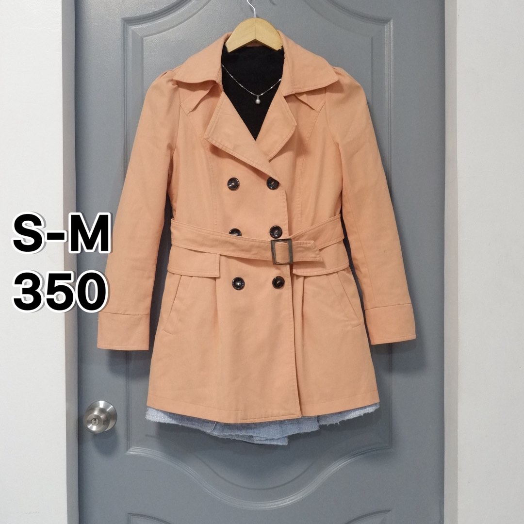 Coral trench coat, Women's Fashion, Coats, Jackets and Outerwear on ...