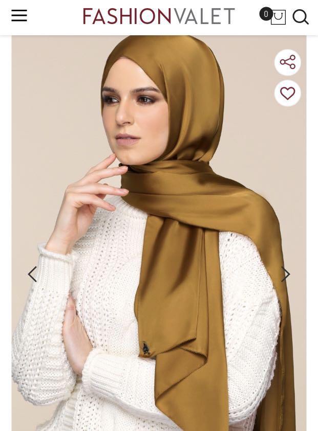 Duck square satin silk maple syrup, Women's Fashion, Muslimah Fashion ...