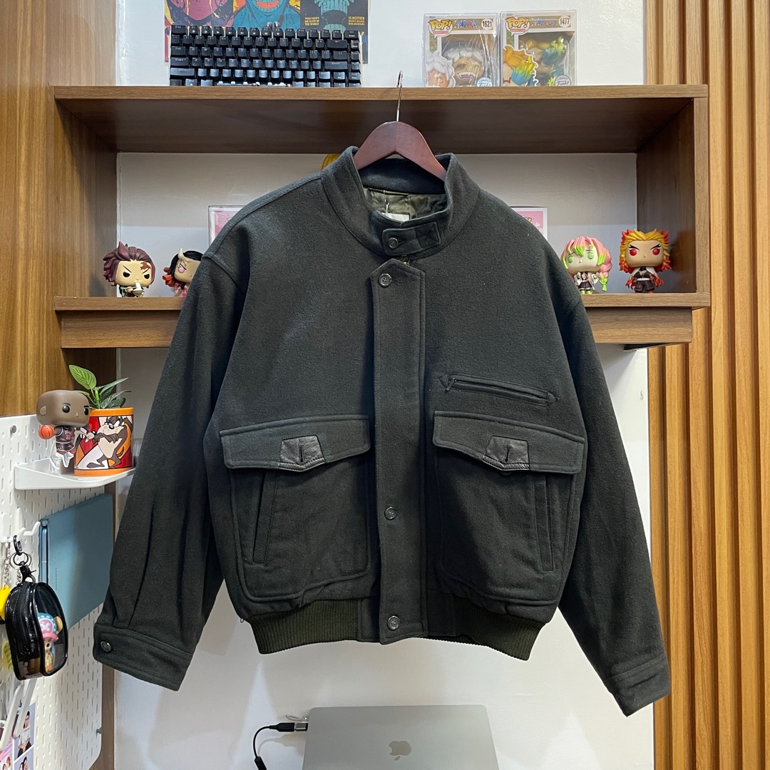 Japanese Element of Simple Life Wool Bomber Jacket, Men's Fashion ...