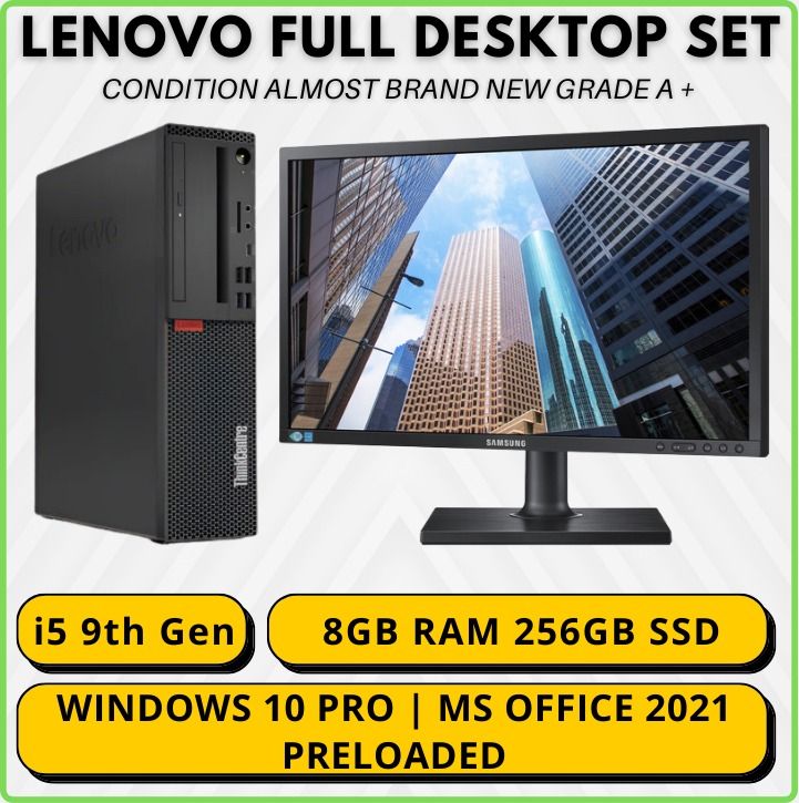 Lenovo Desktop PC i5 9th gen 16GB RAM 512GB SSD with Samsung 24 inch FHD monitor lenovo ...