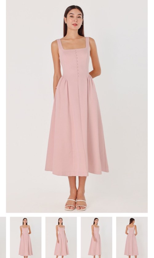 Lovet RAYN PADDED TWEED BASQUE WAIST MIDAXI DRESS (LIGHT PINK), Women's ...