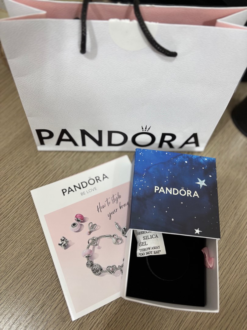 [Paper Bag + Box] Authentic Pandora paper bag + Bracelet Box & brochure ...