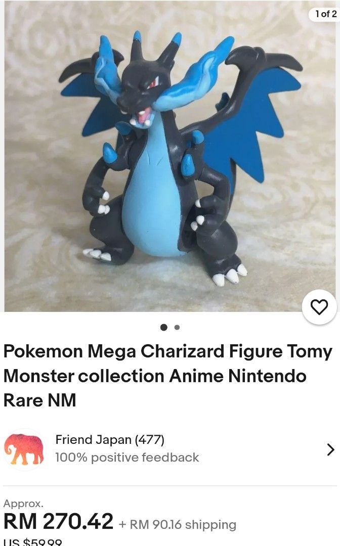 Pokemon Mega Charizard Figure Tomy Monster collection Anime Nintendo ...