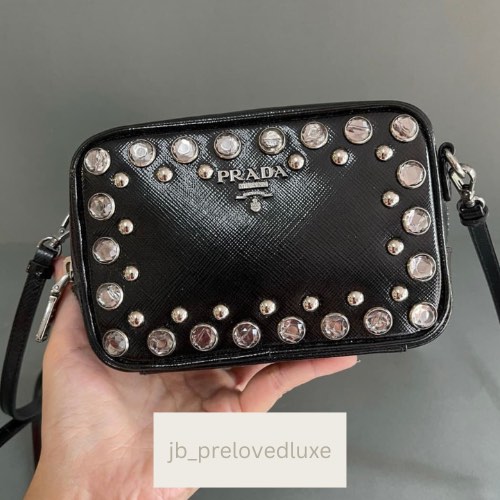 Prada Crystal Embellished Clutch, Luxury, Bags & Wallets on Carousell