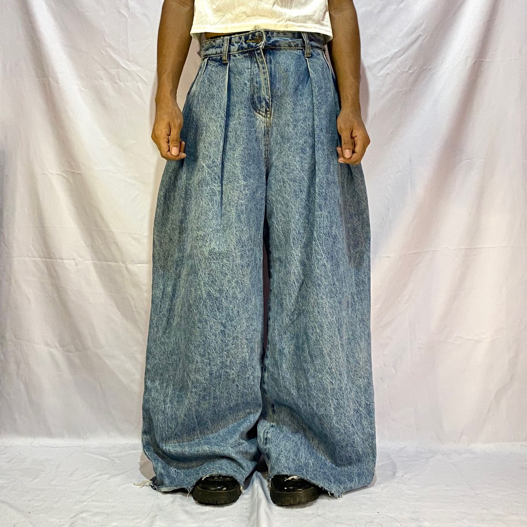 RANDOM- ACID BLUE GODZILLA, Men's Fashion, Bottoms, Jeans on Carousell