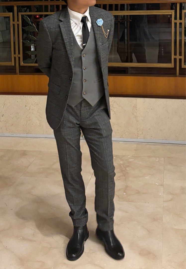 [RENT] Grey 3-Piece-Suit / Formal / Men Suit / Full Suit, Men's Fashion ...