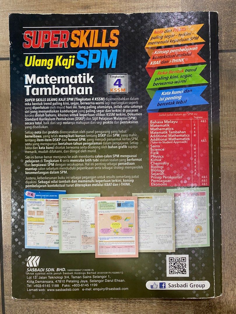 Sasbadi Super Skills Ulang Kaji SPM Matematik Tambahan Tingkatan 4 KSSM, Hobbies & Toys, Books ...