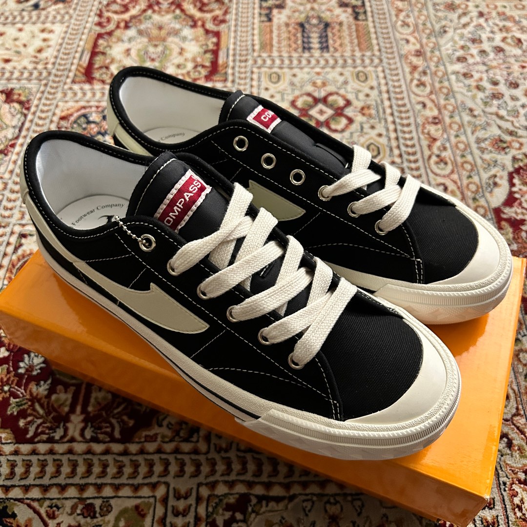 SEPATU COMPASS RETROGRADE LOW BLACK WHITE, Men's Fashion, Footwear ...