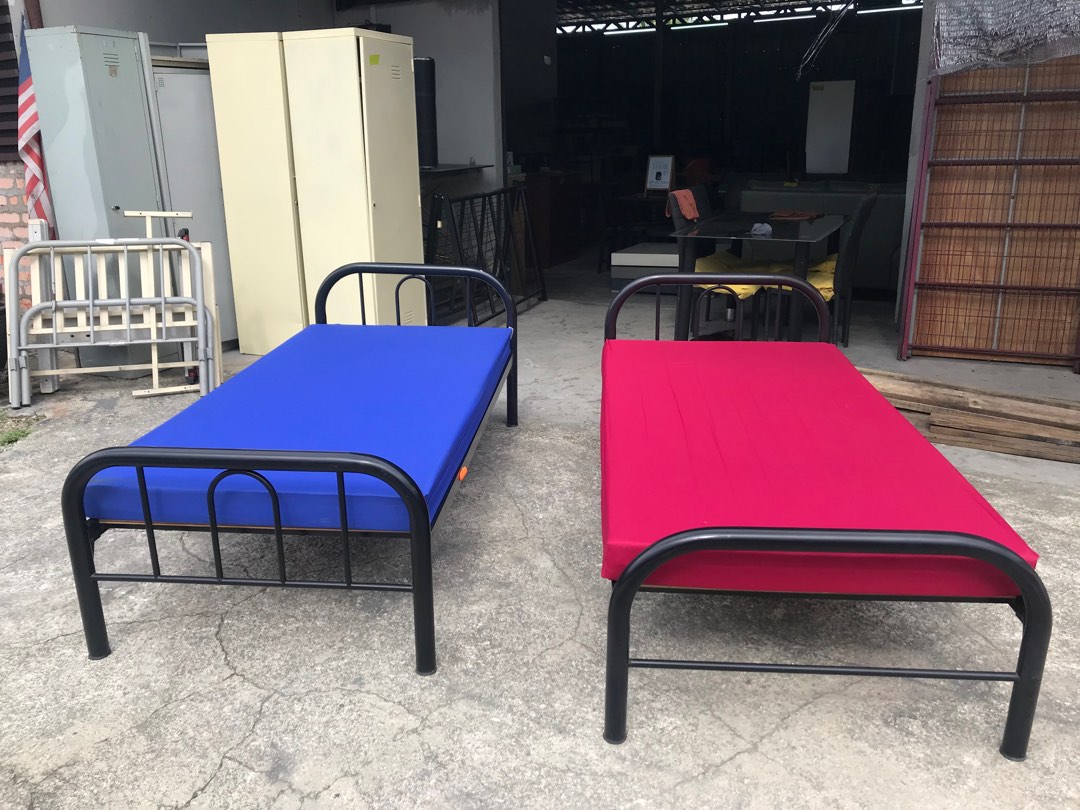 Set Katil Single Besi/Plywood + Tilam Latex HRF, Furniture & Home ...