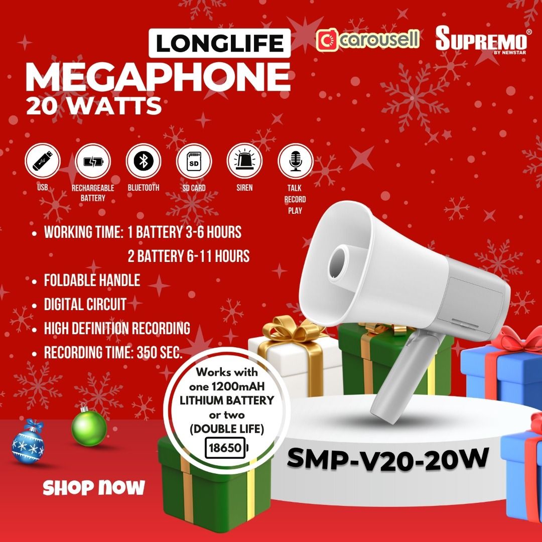 Supremo High Power Handheld Megaphone 20Watts up to 100Watts, Audio ...