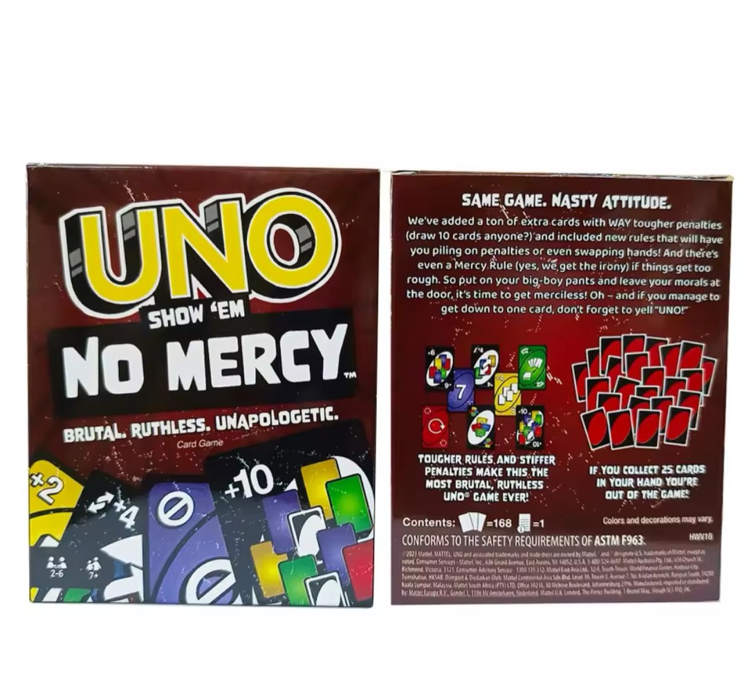 Uno no mercy card game, Hobbies & Toys, Toys & Games on Carousell