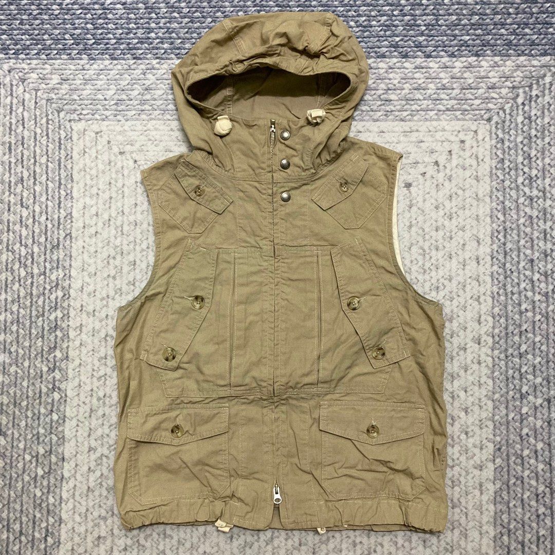 Vintage Engineered Garments Brown Tactical Vest With Hood, Men's ...