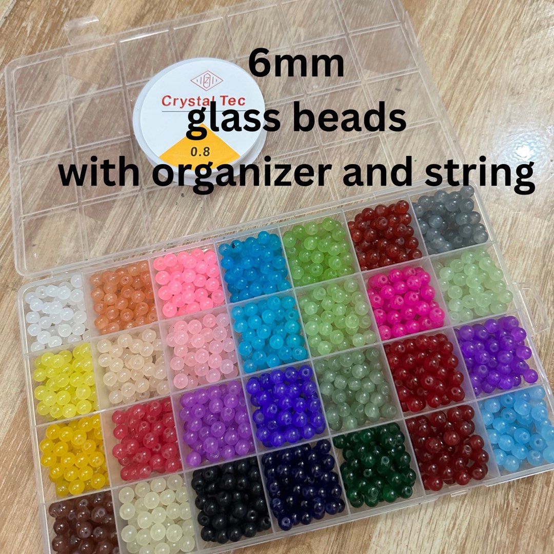 6mm SOLD & 8mm AVAILABLE glass bead set assorted with organizer and ...