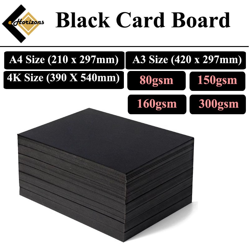 A4/A3 160gsm/300gsm Black Color Paper Black Cardboard Drawing Paper ...