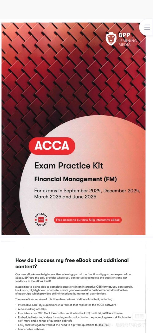 ACCA F9 FM BPP Practice Kit 2025, Hobbies & Toys, Books & Magazines ...