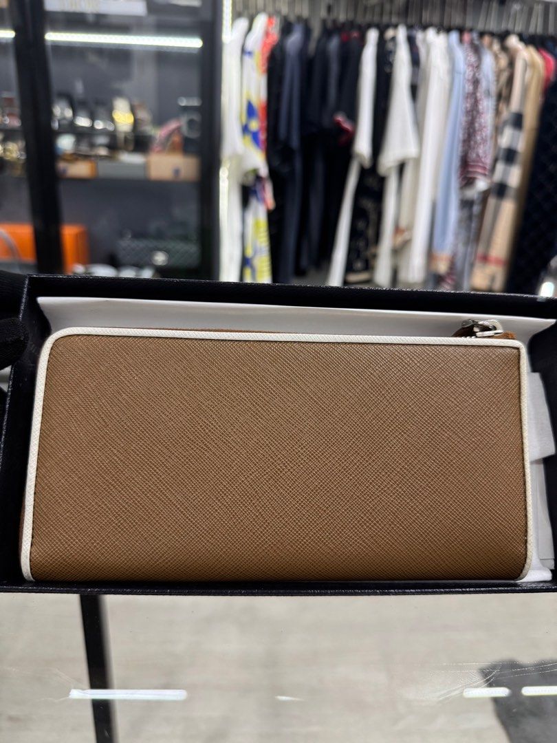 Authentic Prada Long Wallet Brown New with Receipt, Luxury, Bags ...