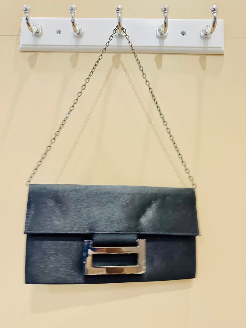 Black Handbag / Cluth with metal design, Women's Fashion, Bags ...