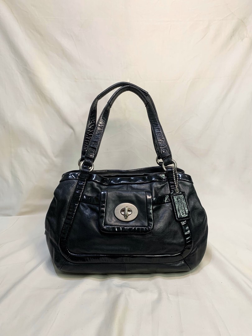 RARE VINTAGE COACH 13601 Cricket Black Leather & Patent Satchel ...