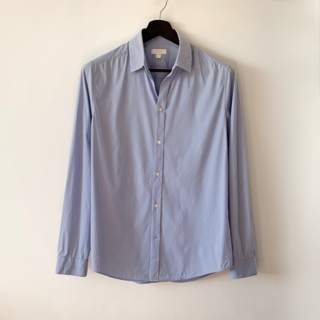 COS Blue Cotton Dress Shirt, Men's Fashion, Tops & Sets, Formal Shirts ...
