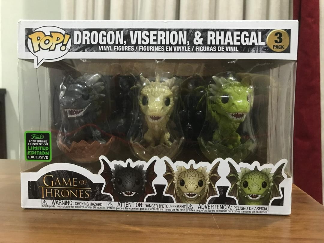 Drogon, Viserion & Rhaegal Funko Pops (3 PACK) {LIMITED EDITION} (GAME ...