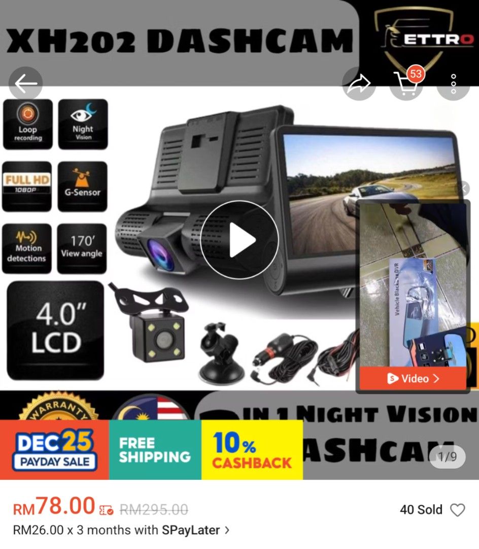 Etorro XH 202 Dashcam Full HD 1440 3 in 1, Auto Accessories on Carousell