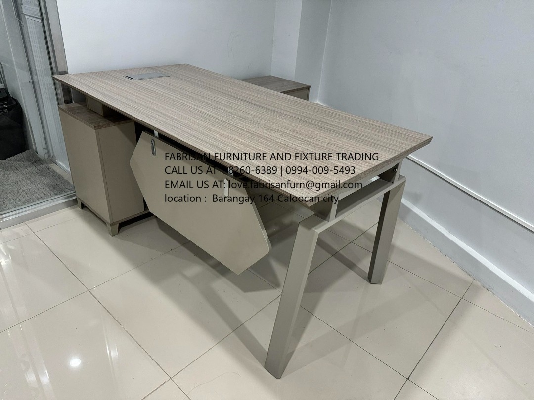Executive L Shaped Table with Built-in Mobile Pedestal Drawer Cabinet ...