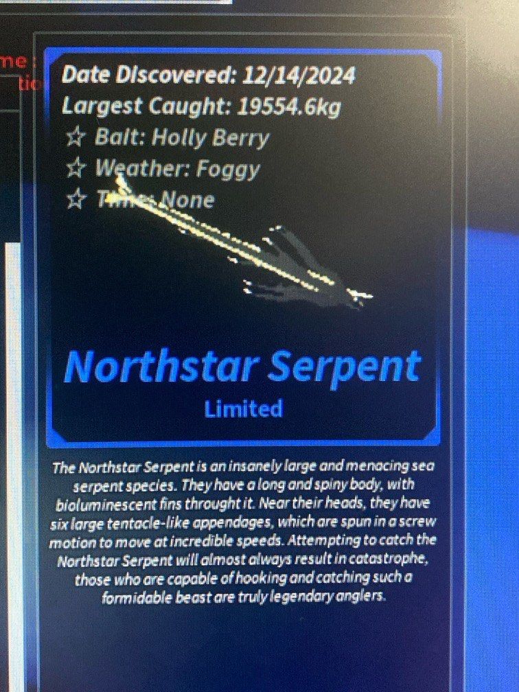 Fisch Roblox | NorthStar Serpent | [Limited time fish], Video Gaming, Gaming Accessories, In ...