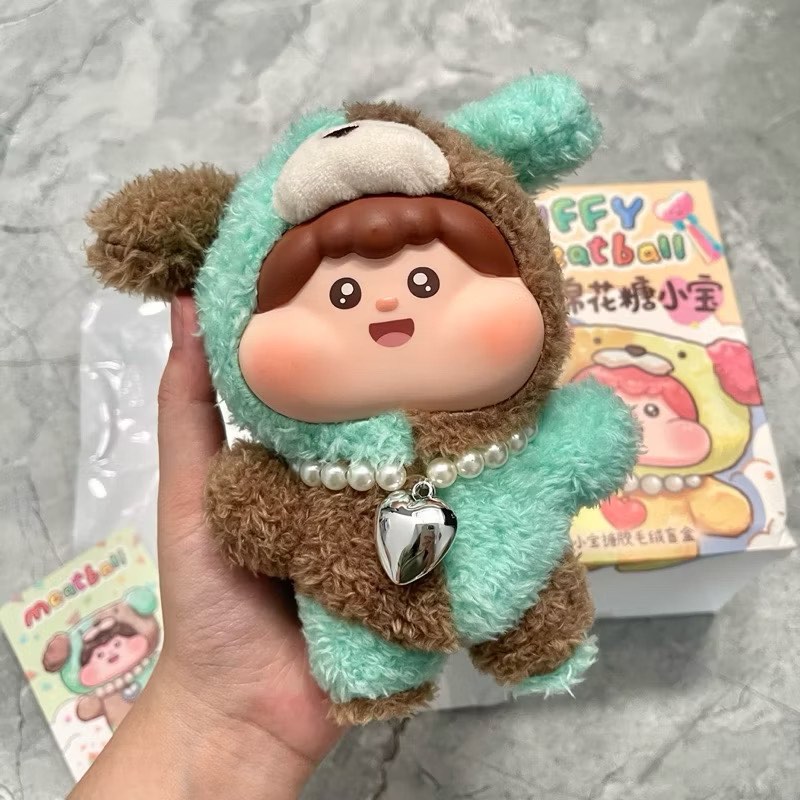 fluffy meatball blindbox original 100% opened unsealed plush keychain ...