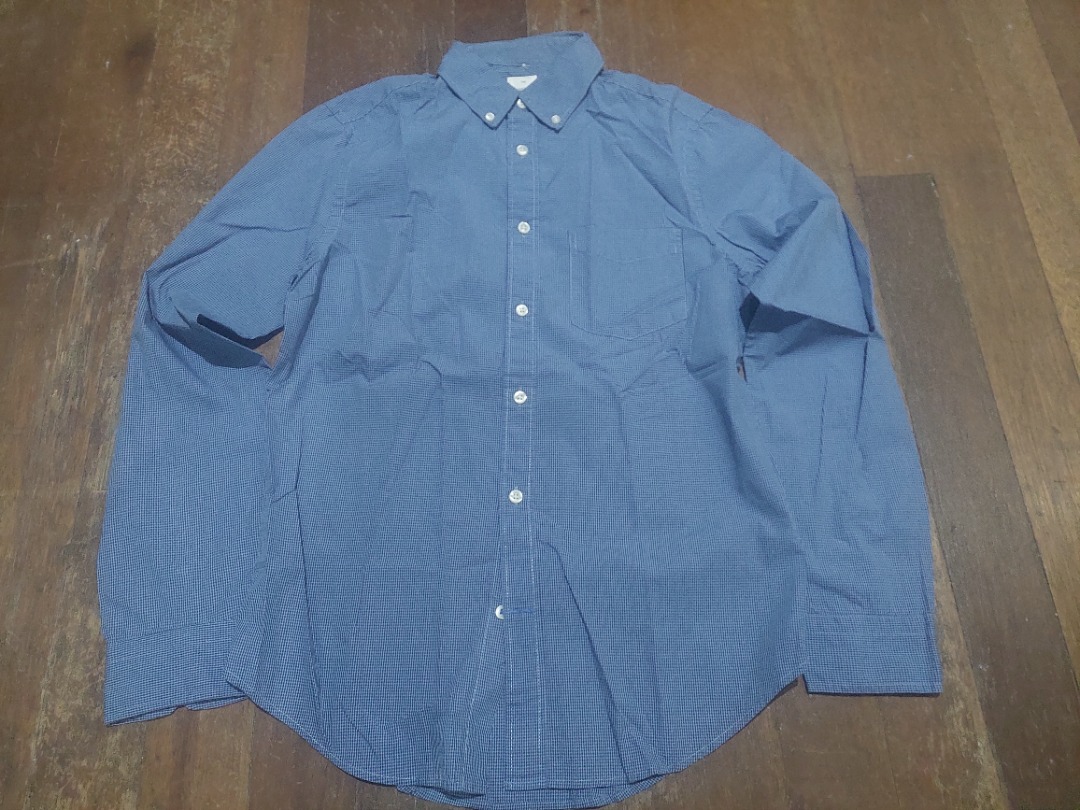 Gap 'Lived-In' Long Sleeve Button Up Polo Shirt, Cotton, Navy Blue ...